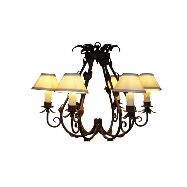 Vintage Dana Creath Designs 6 Light Scrolled Iron Acanthus Leaf ...