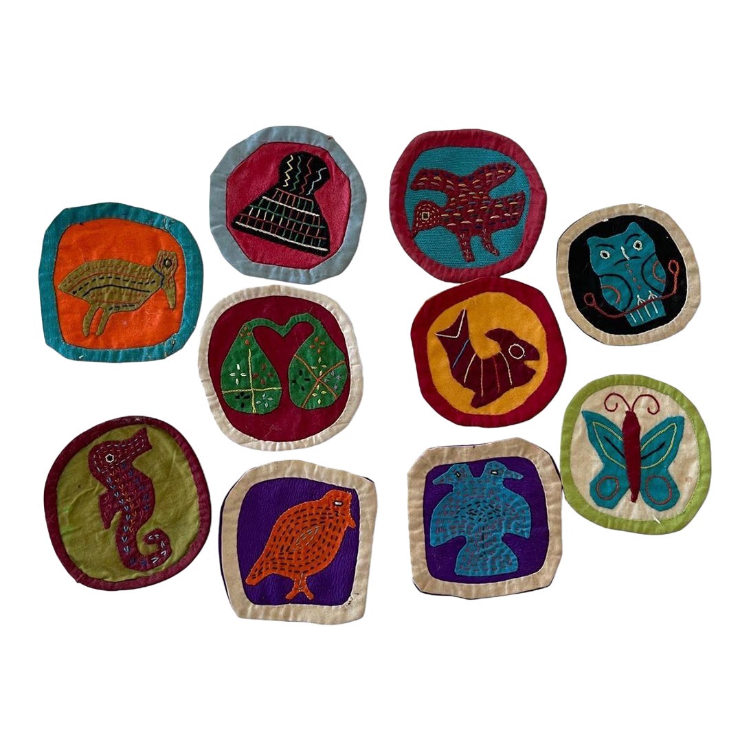 10 Panamanian Molas Textile Art Animal Patches 3"-3½" Guna People ...