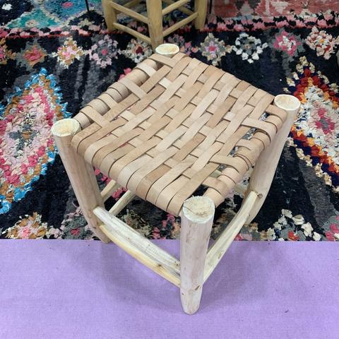 Modern Leather Moroccan Stool | Chairish