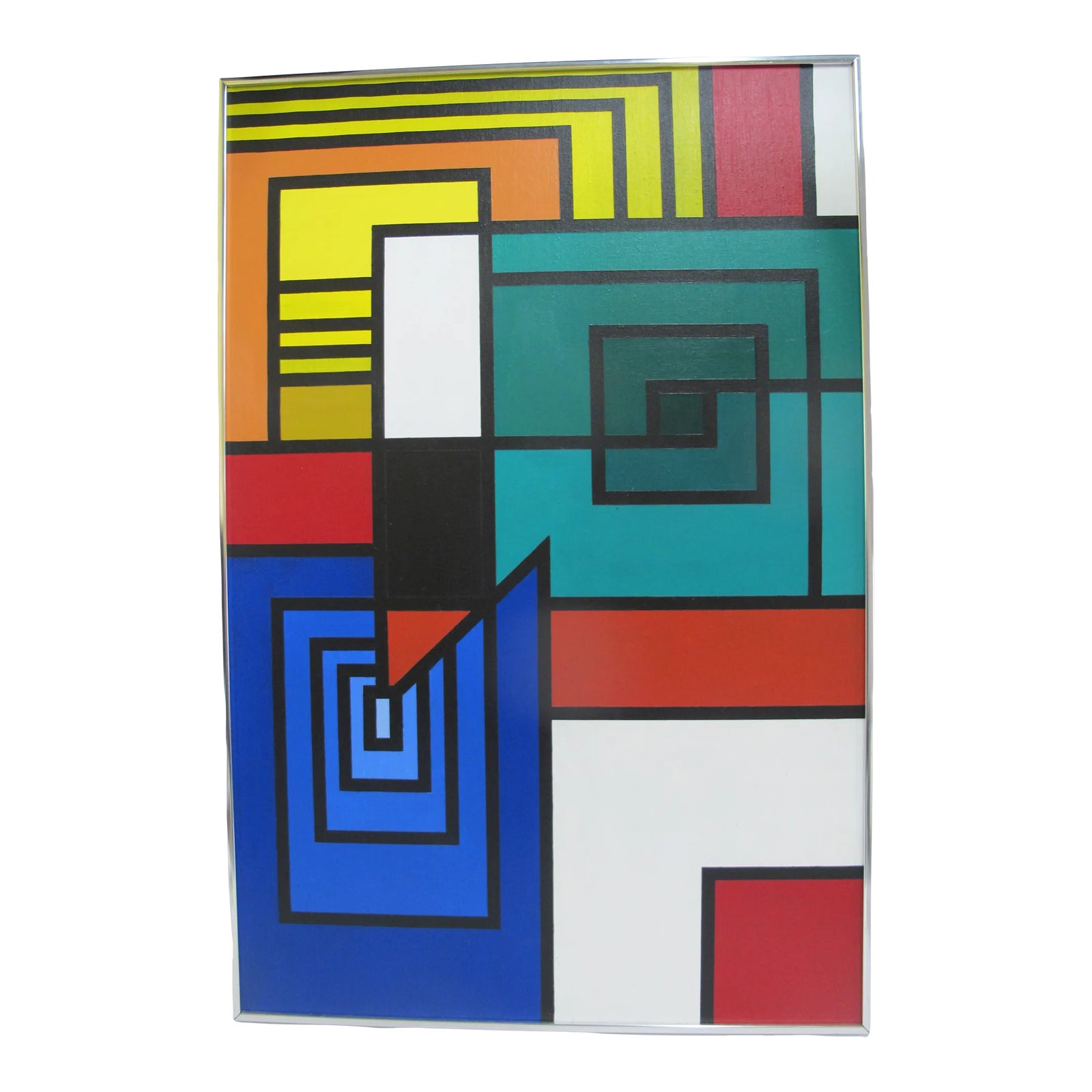 Mondrian Bauhaus Style Vintage Mid Century Modern Colorblock Painting ...