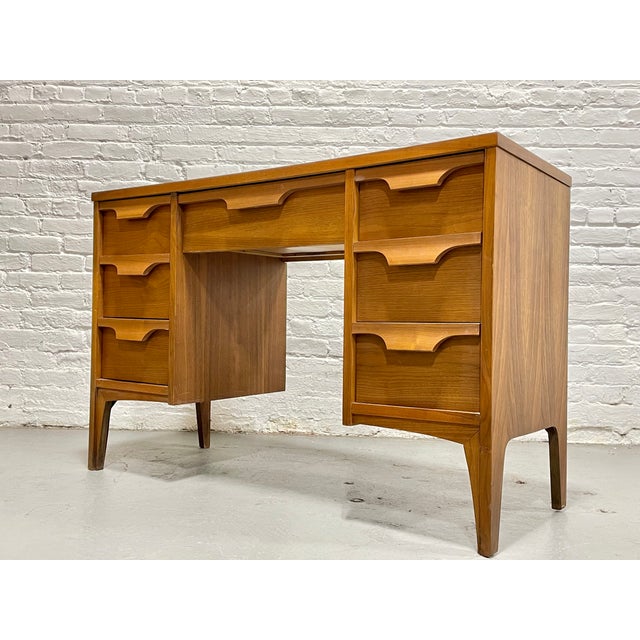 Mid Century Modern Walnut Desk by Johnson Carper, C. 1960s | Chairish