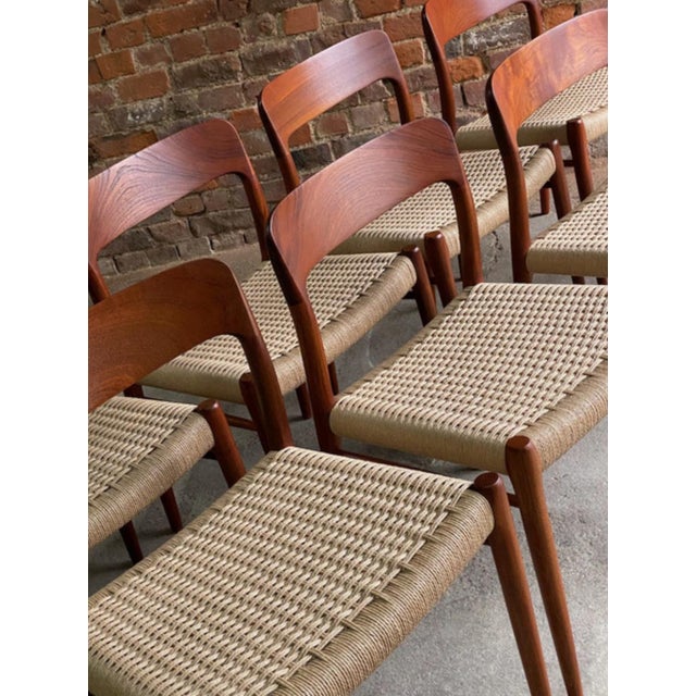 Niels Moller Model 75 Teak & Paper Cord Dining Chairs Set of 8 Denmark ...