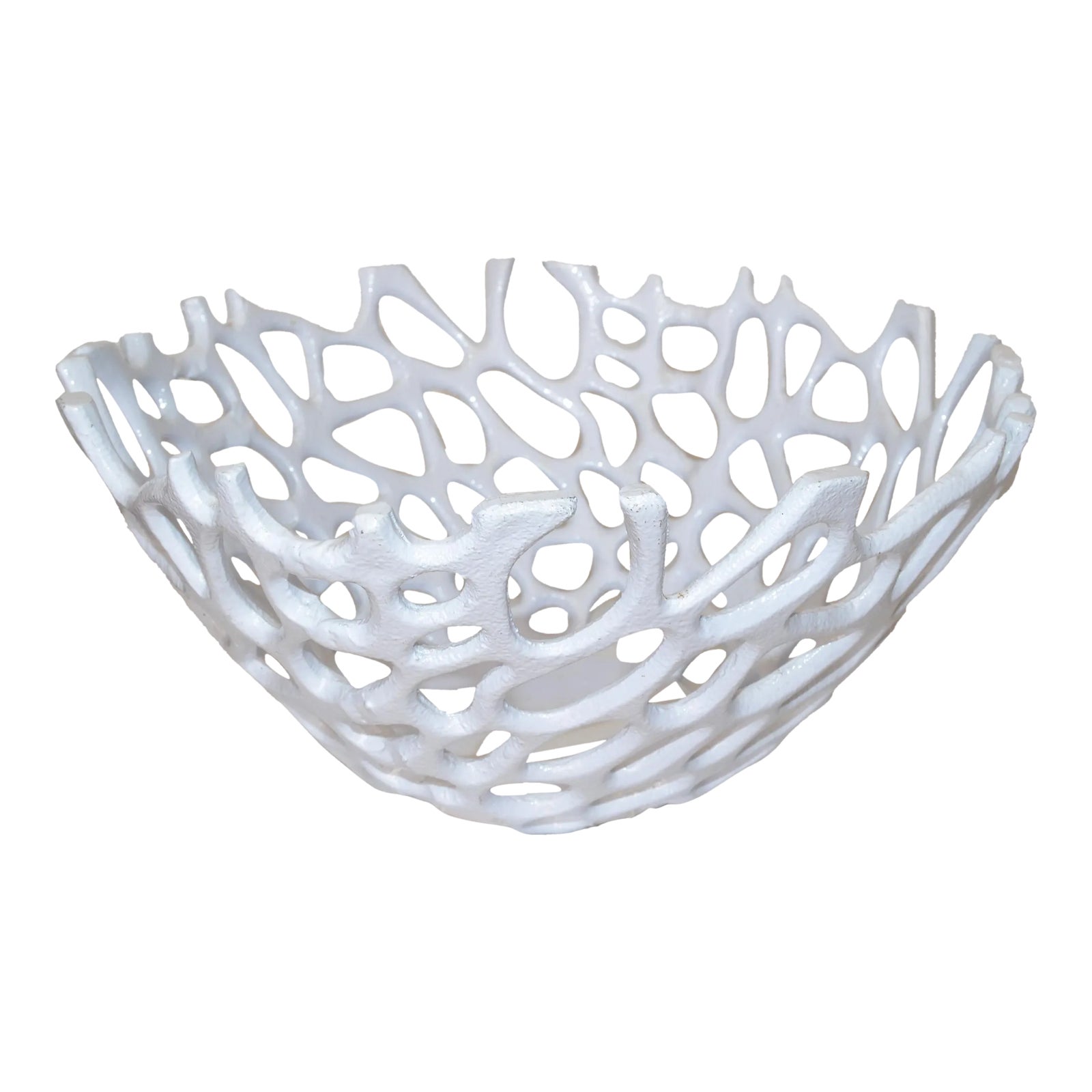 1990s Contemporary Sculptural Organic Coral Shaped Aluminum Bowl White ...