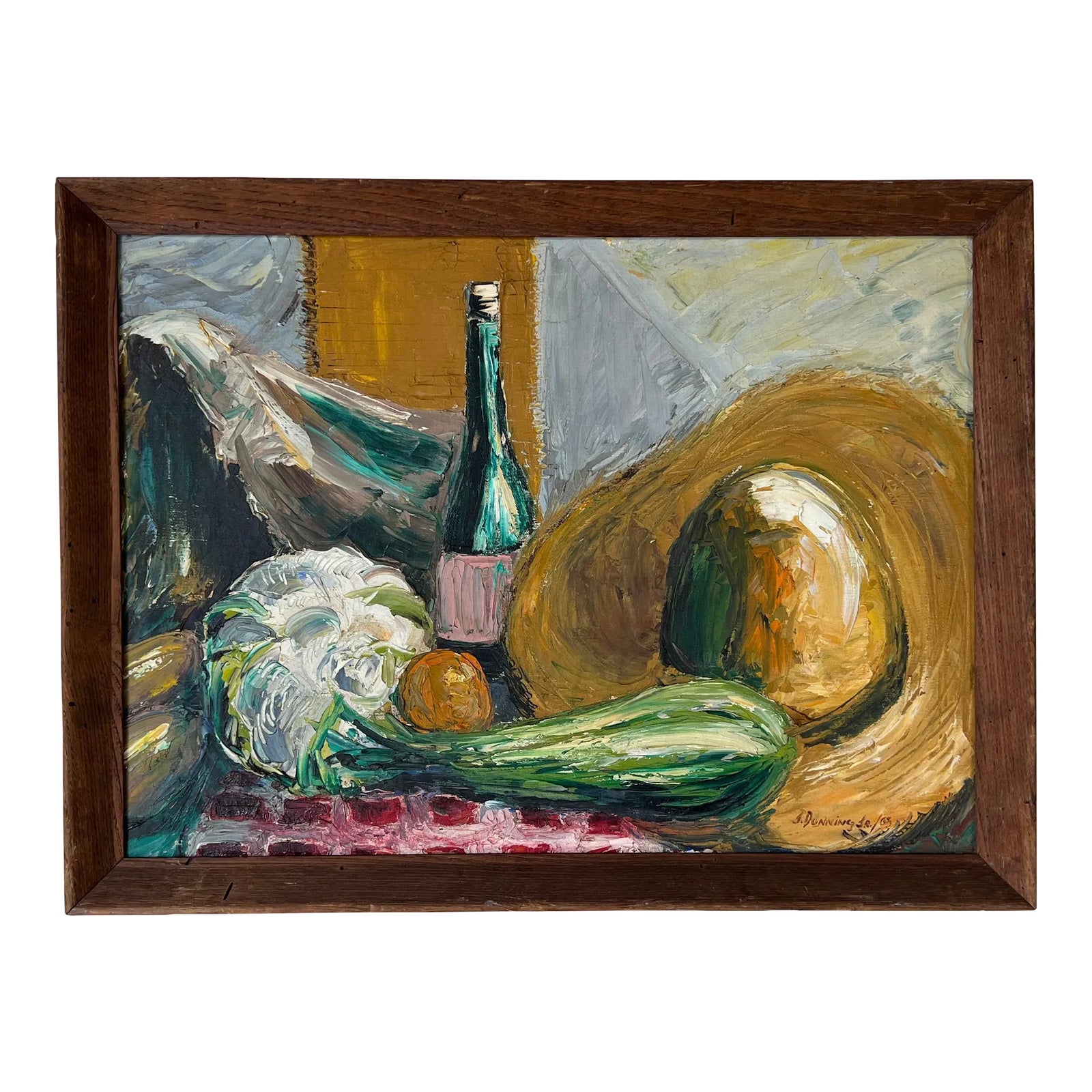 1960's J. Dunning Still Life Oil Painting, Framed | Chairish