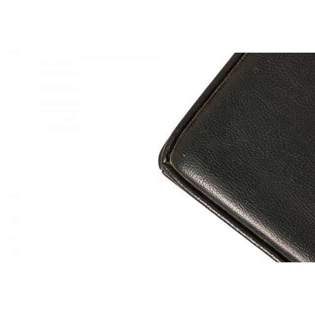 Jens Risom Danish Mid-Century Black Tufted Vinyl and Wood Floating ...