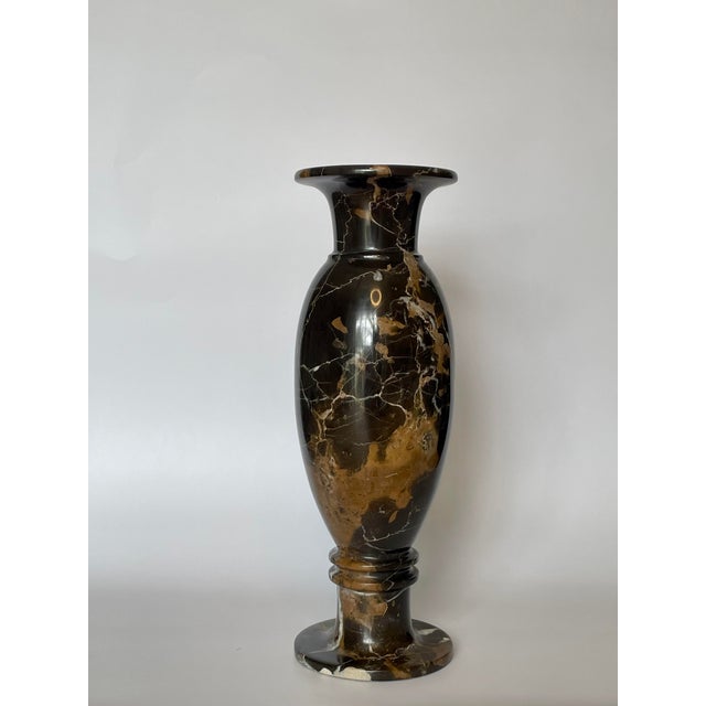 Mid 20th Century Neoclassical Brown Marble Vase | Chairish