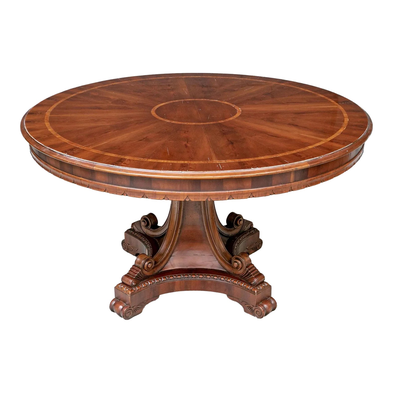 Vintage Alfonso Marina Custom Center Hall Pedestal Table | Chairish