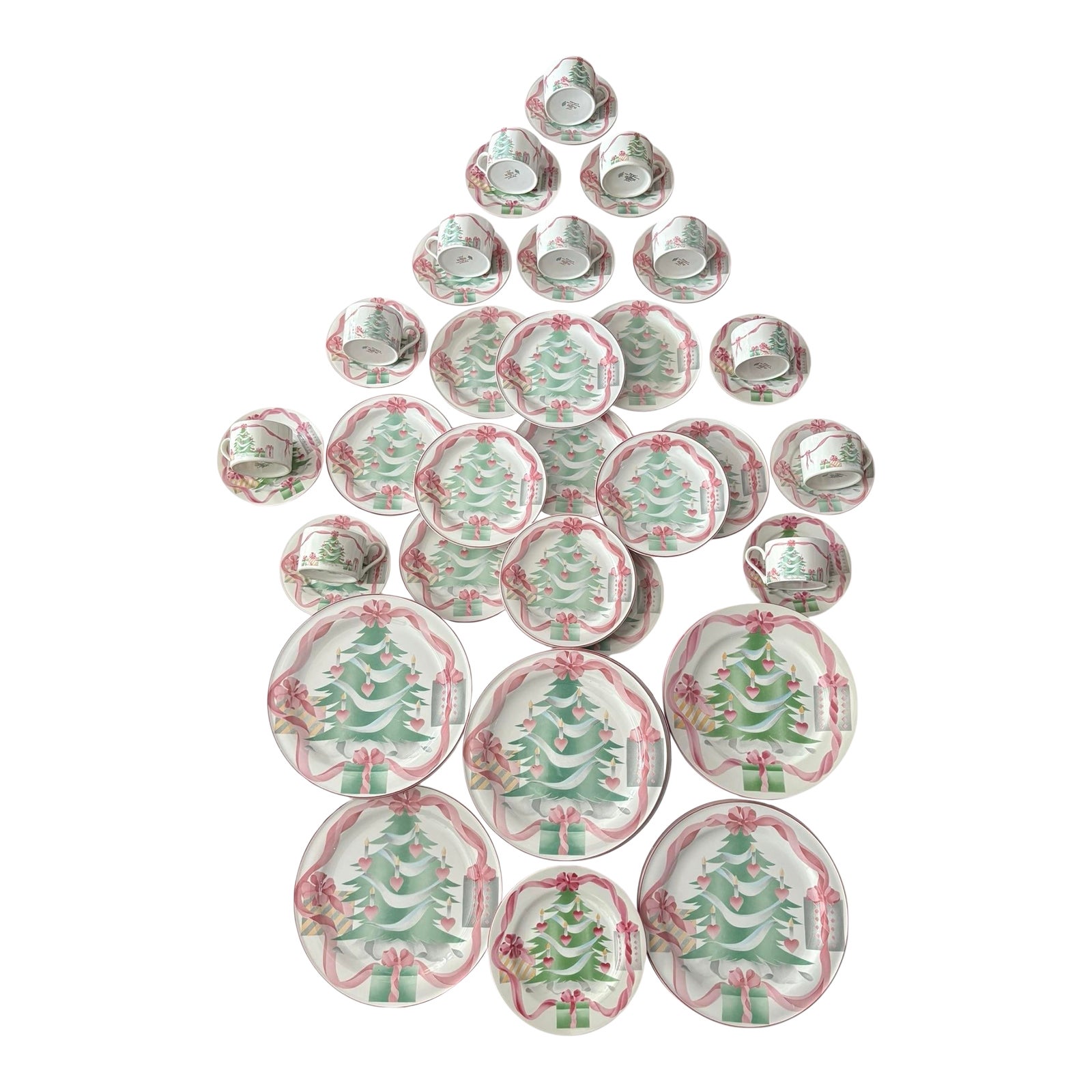 Vintage 1989 “Home for Christmas” Pink Dinner Set by Sango- 49 Pieces ...