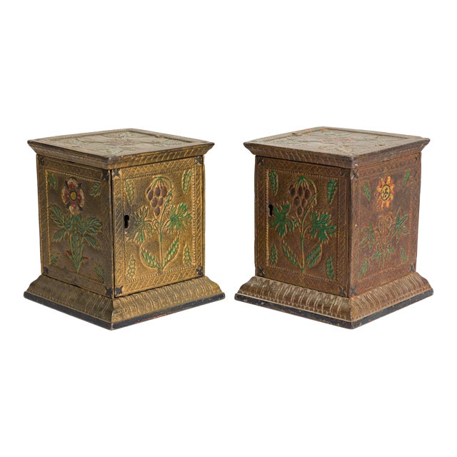 American Country Antique Cast Metal Floral Design Rectangular Coin ...