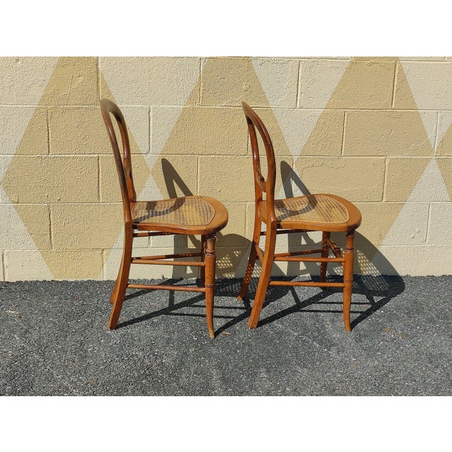 Late 19th Century Vintage Victorian Inlaid Chairs With Wicker Seats ...