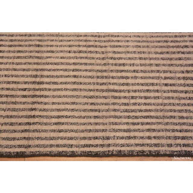 Neutral Cream Earthy Brown Striped Modern Hallway Runner Rug | Chairish