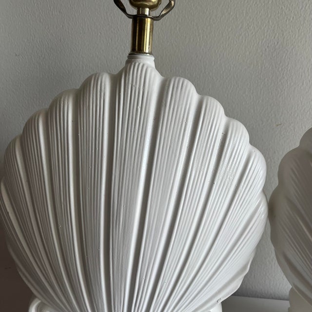 Vintage Plaster Seashell Scallop Lamps - a Pair | Chairish