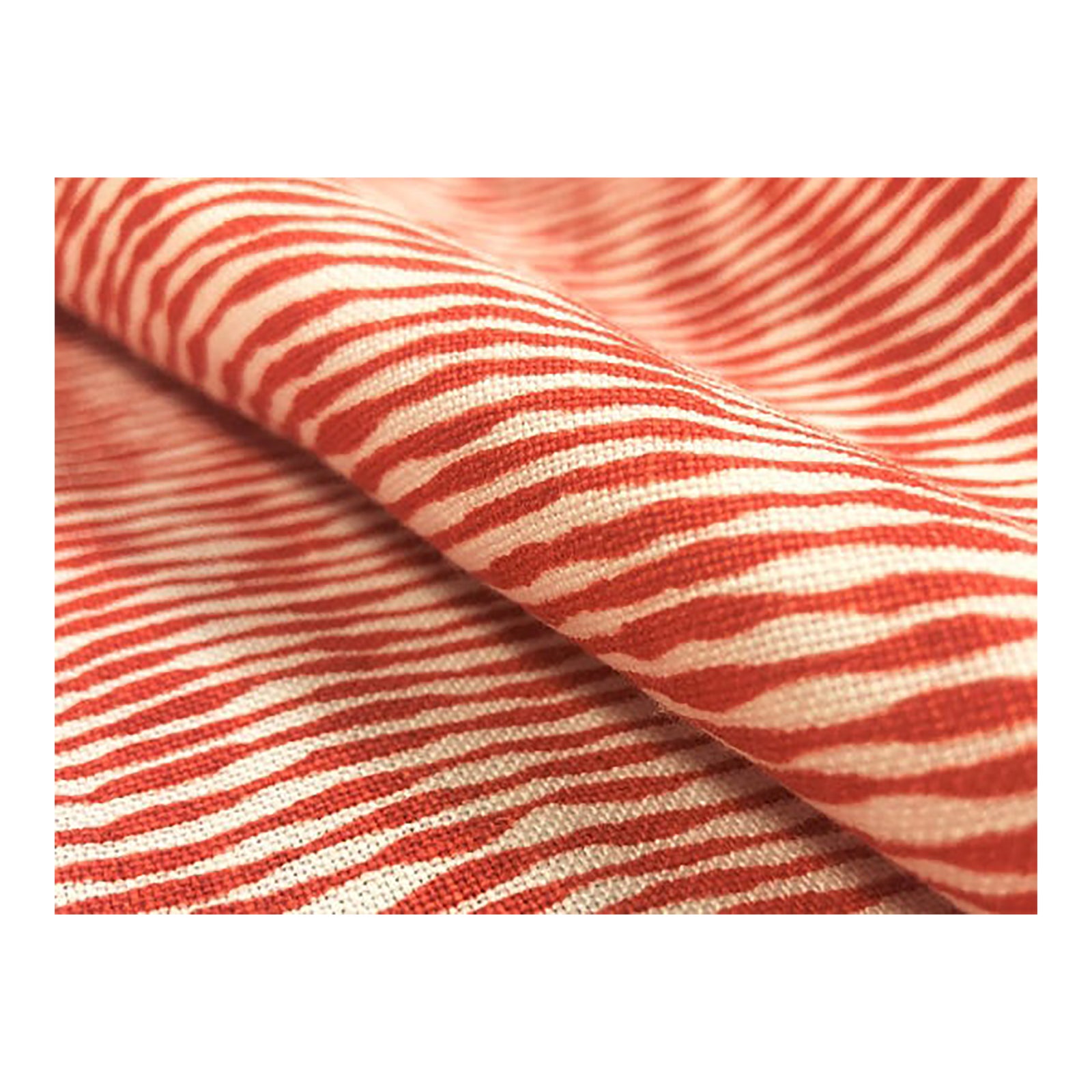 1997 Raoul Textiles Lena Print Orange Red Ivory Stripe Linen Upholstery ...
