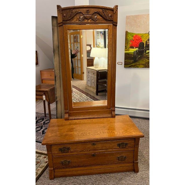 Late 19th Century Antique Victorian Oak Princess Chest | Chairish