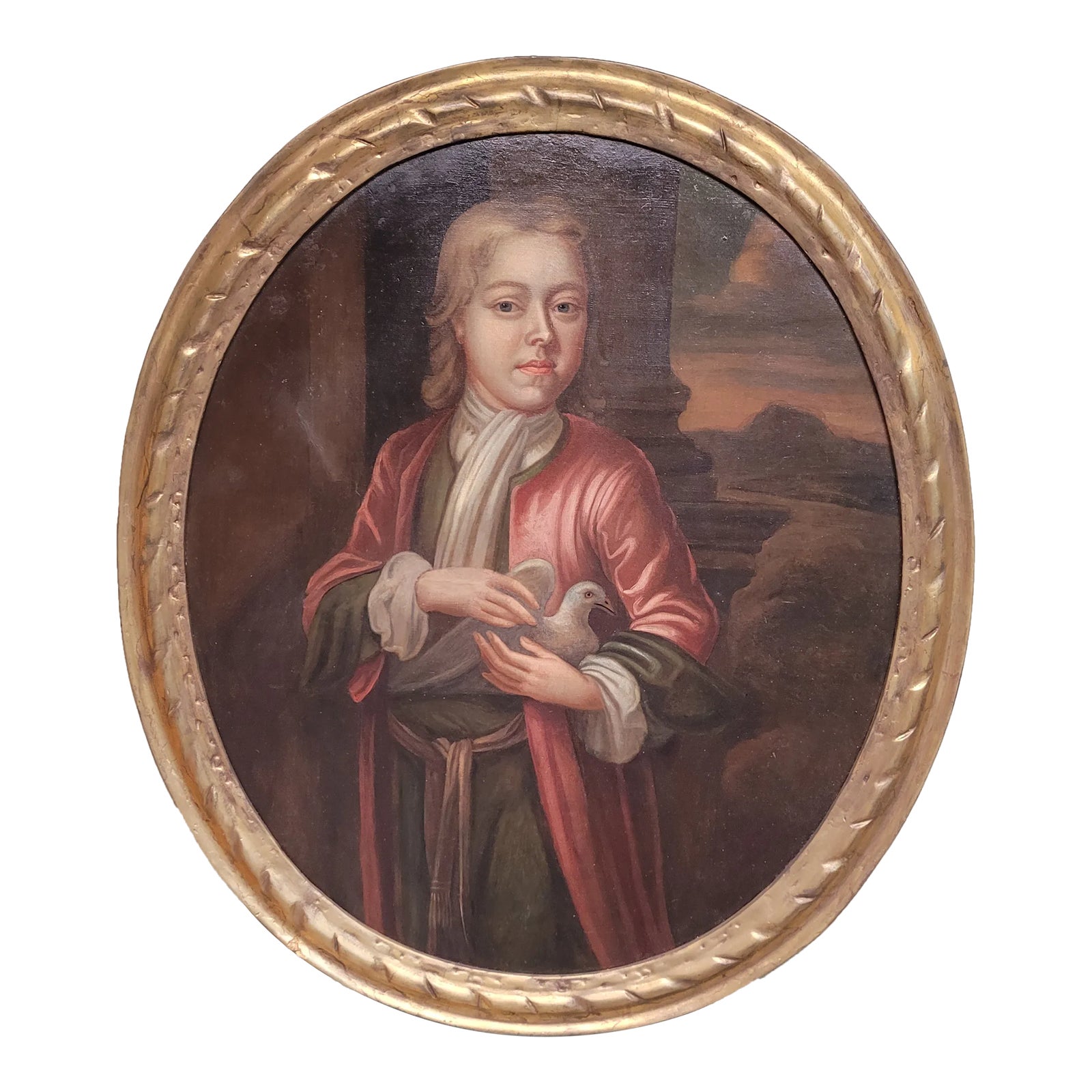 18th Century Portrait of a Noble Boy With Dove | Chairish