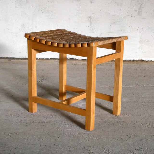 Vintage Wooden and Rope Stool, 1970s | Chairish