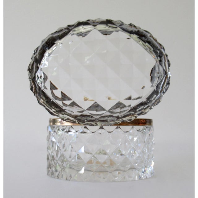 Vintage Hand-Cut & Beveled Crystal Glass & Brass Oval-Shaped Lidded ...