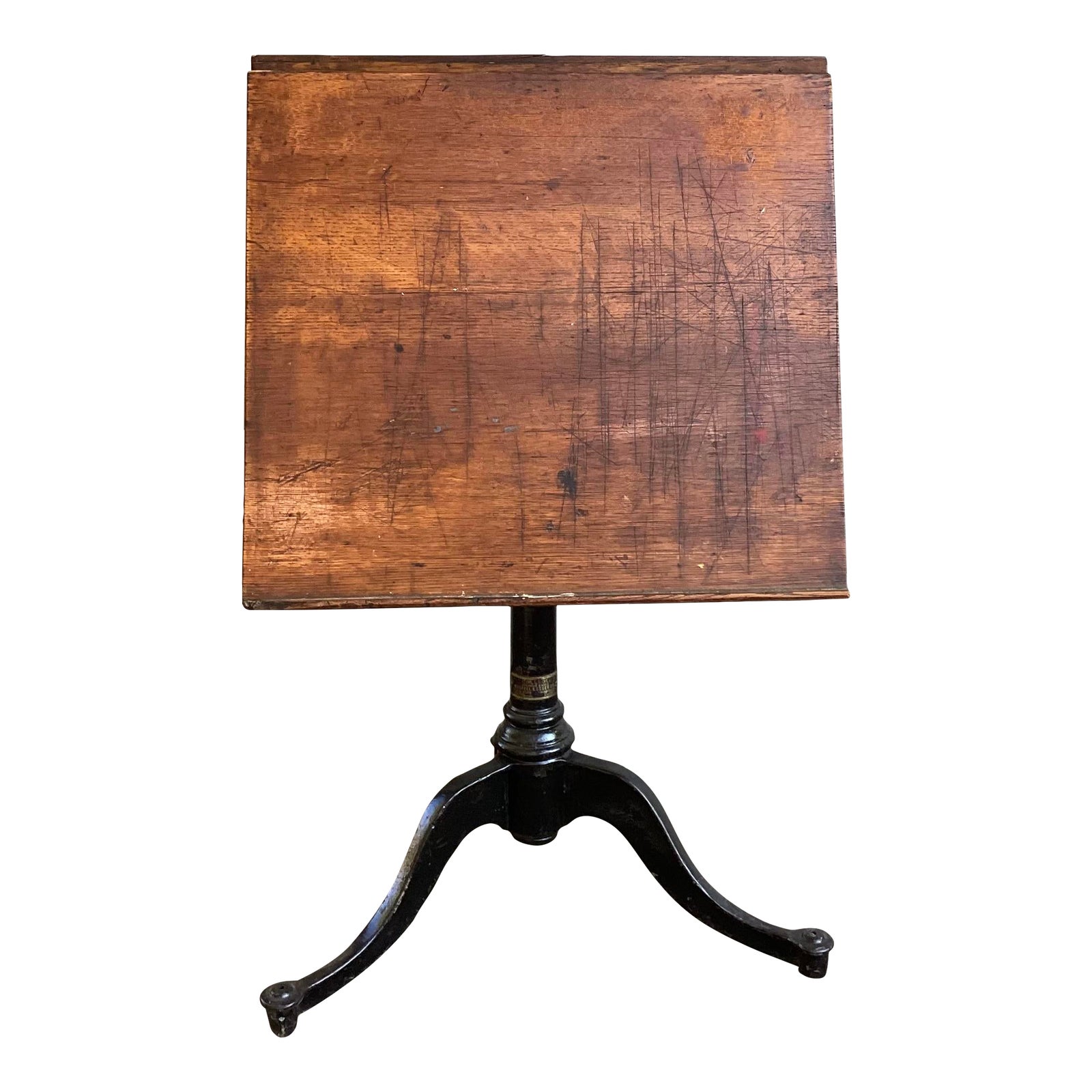 Antique Keuffel & Esser Drafting Table With Iron Base | Chairish