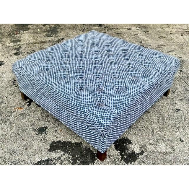 Vintage Regency Tufted Square Ottoman | Chairish