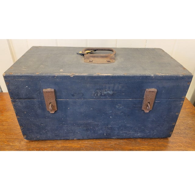 Vintage Blue Rustic Toolbox | Chairish