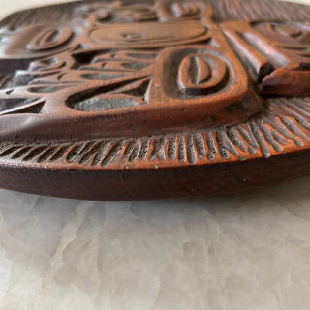 Vintage Salish Style Eagle Carved Wood Wall Plaque | Chairish