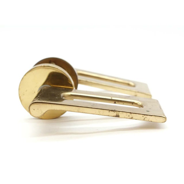 Vintage Italian Modern Brass Rectangle Door Handle Set | Chairish