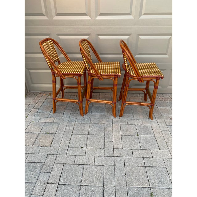 Vintage 1990s French Counter Height Bistro Stools - Set of 3. Custom ...