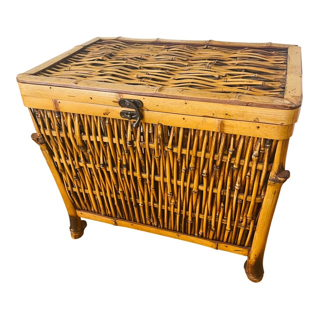 Vintage Bamboo Rattan Trunk | Chairish