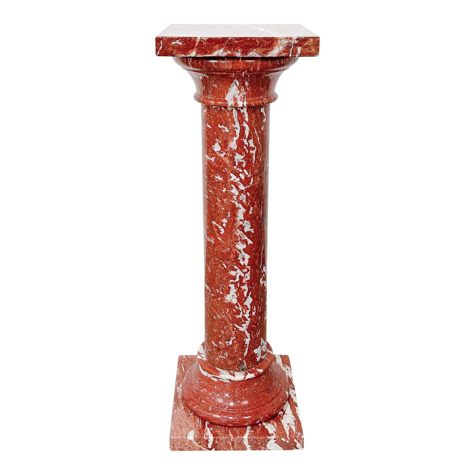 Early 20th Century Rosso Francia Red Marble Column Pedestal, French ...