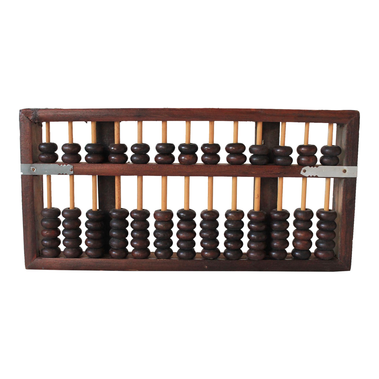 Vintage Chinese Wood Abacus Counter With Brown Beads | Chairish
