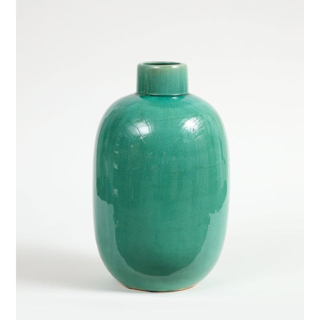 Teal Pottery Vase Circa 1960 | Chairish