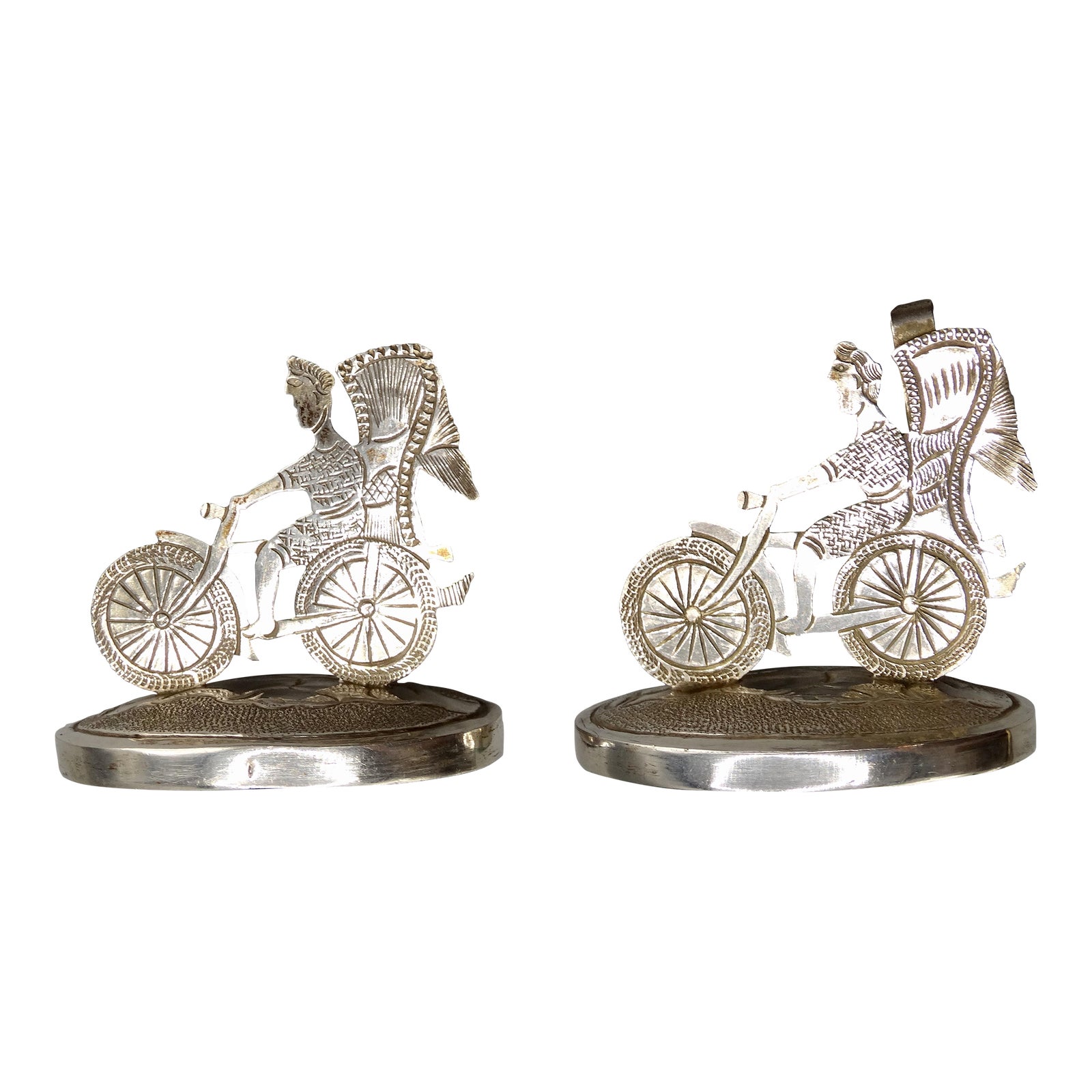 Sterling Silver Chinese Colonial Rickshaw Place Card Holders, a Pair ...