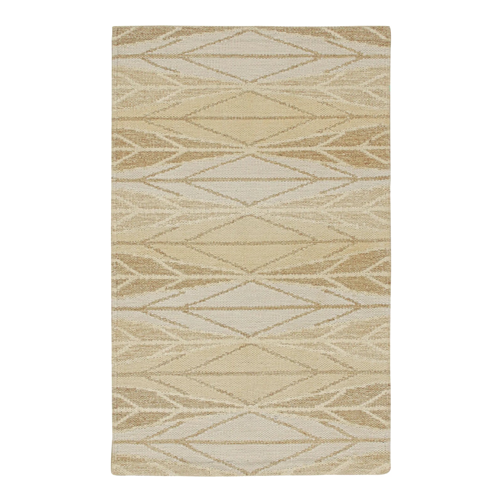 2010s Rug & Kilim’s Scandinavian Style Kilim in Beige-Brown & White ...