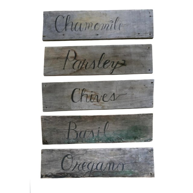 Vintage Wooden Garden Signs- Set of 5 | Chairish