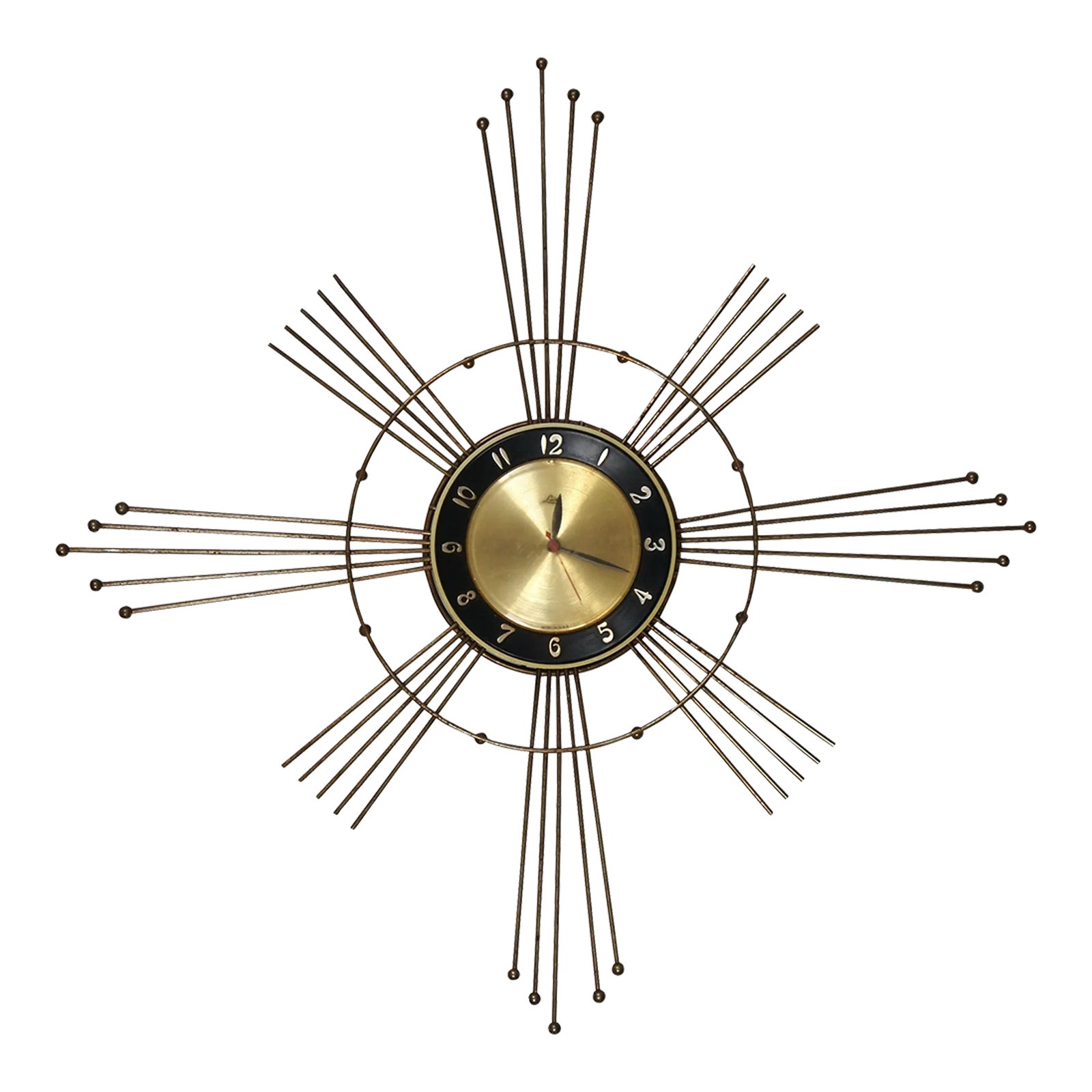 Mid Century Modern Lux Robert Shaw Fulton Brass Atomic Sunburst Wall ...