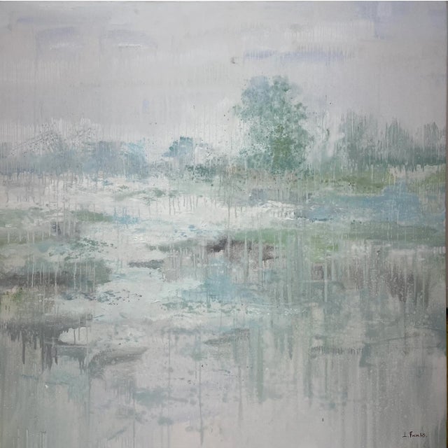 Impressionistic Landscape With Drip Technique | Chairish