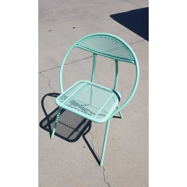 Mid-Century Aqua Turquoise Steel Outdoor or Patio Dining Set With Four ...