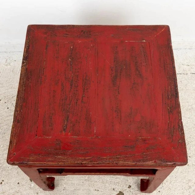 Red Lacquered Chinese Side Table | Chairish