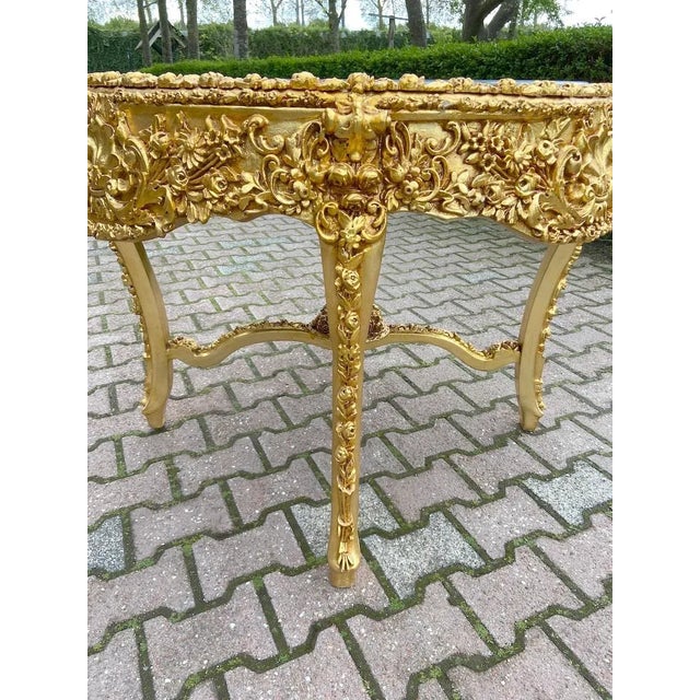 Italian Baroque Rococo Dining Set in Black Velvet and Gold Leaf – 5 ...