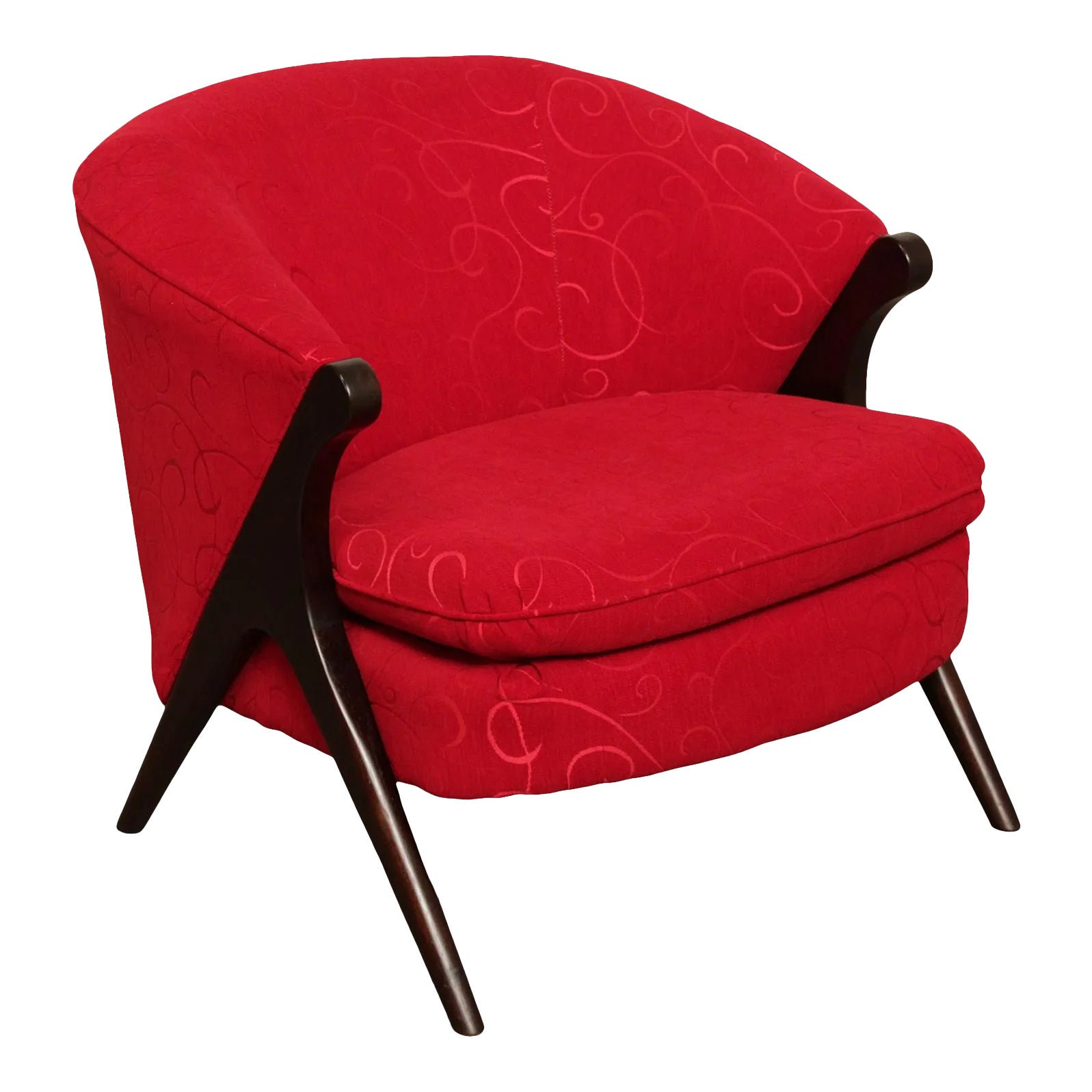 2010s Modern Style Custom Upholstered Red Club Chair | Chairish