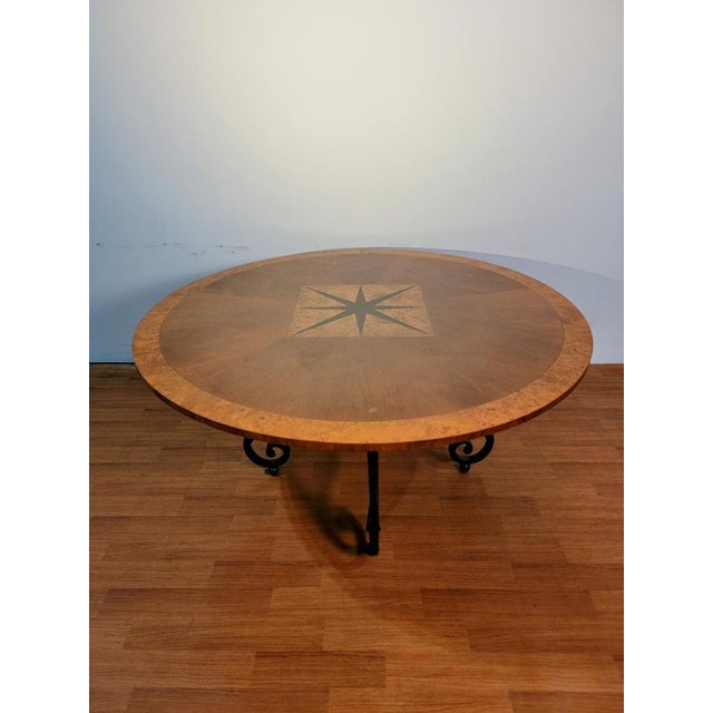 Vintage Baker Furniture Co. Round Dining Room Table on Four Leg Wrought ...