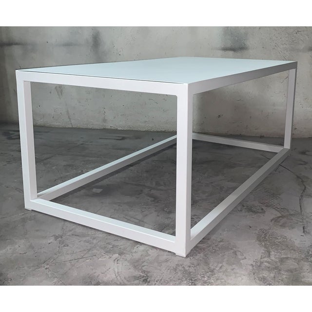 New Modern Rectangular White Table With Metal Top, Indoor or Outdoor ...