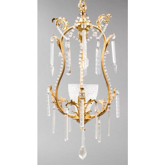 French Rococo Style Gilt Brass & Crystal Pendant | Chairish