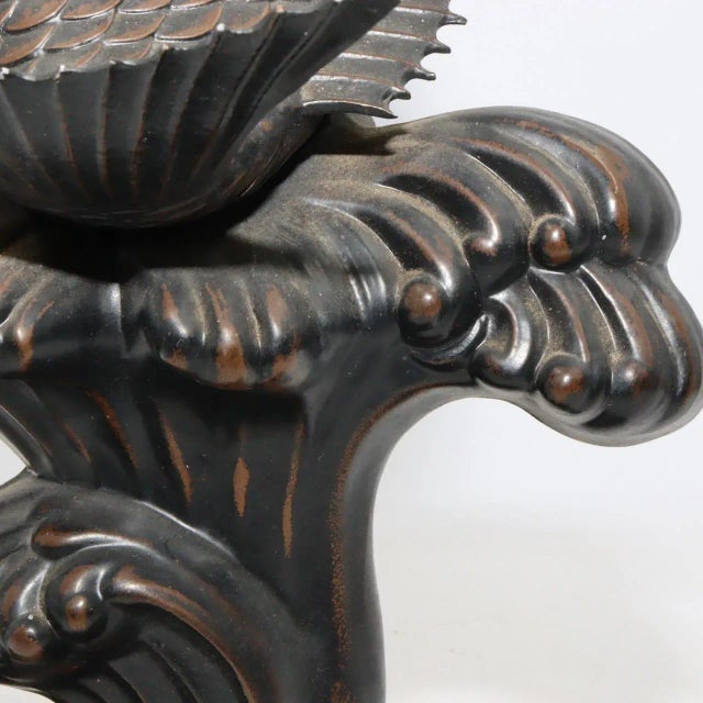 Meiji Early 1900s Japanese Bronze Fish Carp Sea Bream Koi Waves Sea on ...