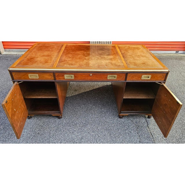 Vintage Baker Furniture Collector's Edition Campaign Style Leather Top ...