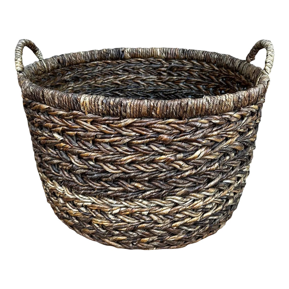 Woven Raffia Storage Basket W/Handles | Chairish