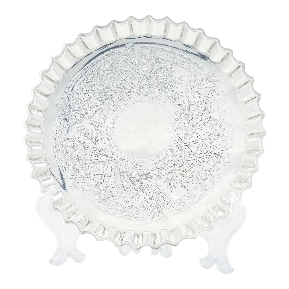 Old English Silverplate Salver Tray | Chairish