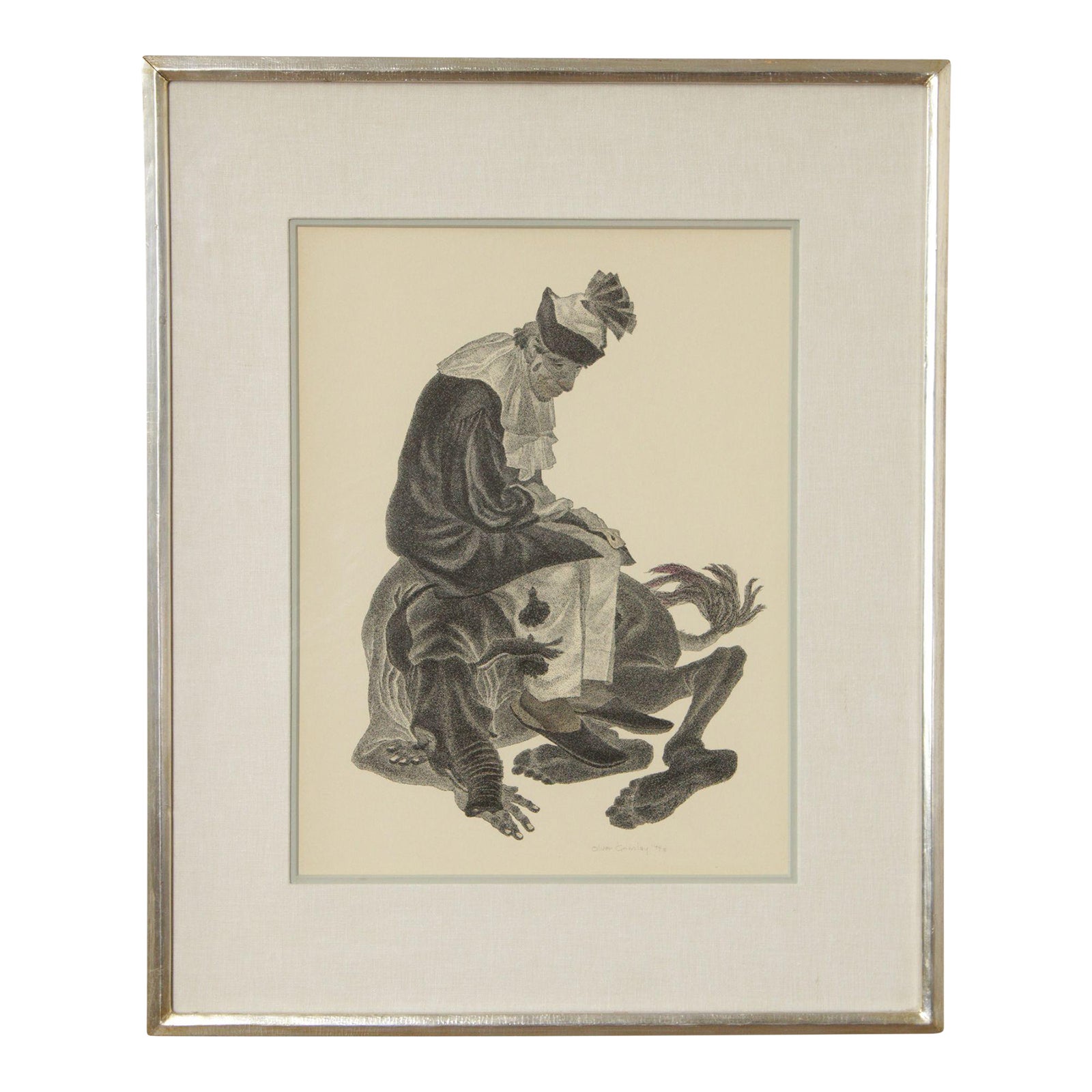 Oliver Grimley Whimsical Clown Pen and Ink Drawing | Chairish