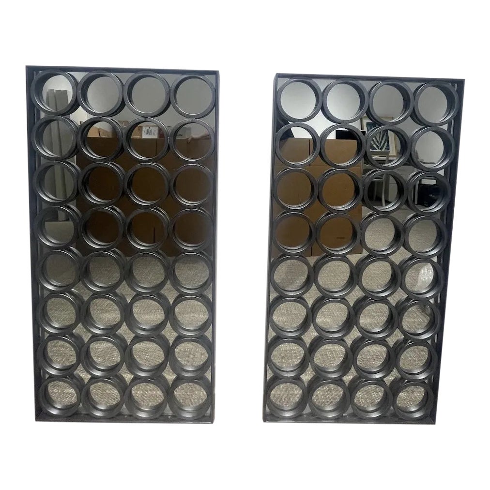 Custom Welded Circle Mirrors - Set of 2 | Chairish