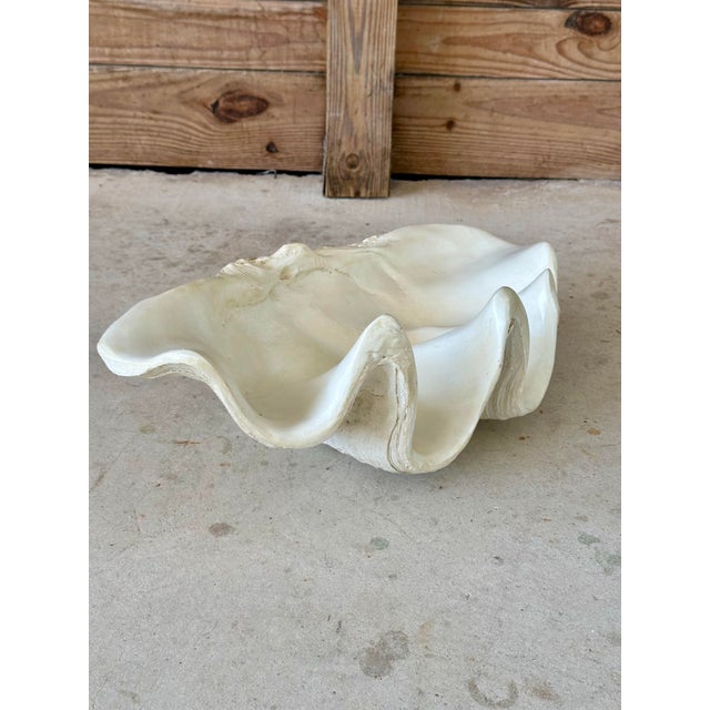 Vintage Coastal Cast Resin Sculptural Clam Shell Decorative Bowl | Chairish
